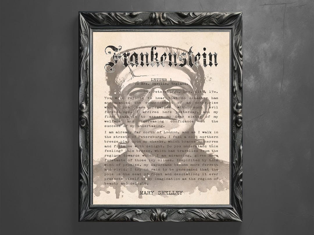 Frankenstein Printable Art - Mary Shelley - Book Art Digital Download ...