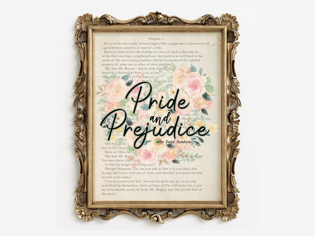 Pride and Prejudice Poster Wall Art - Jane Austen Gift - Digital ...