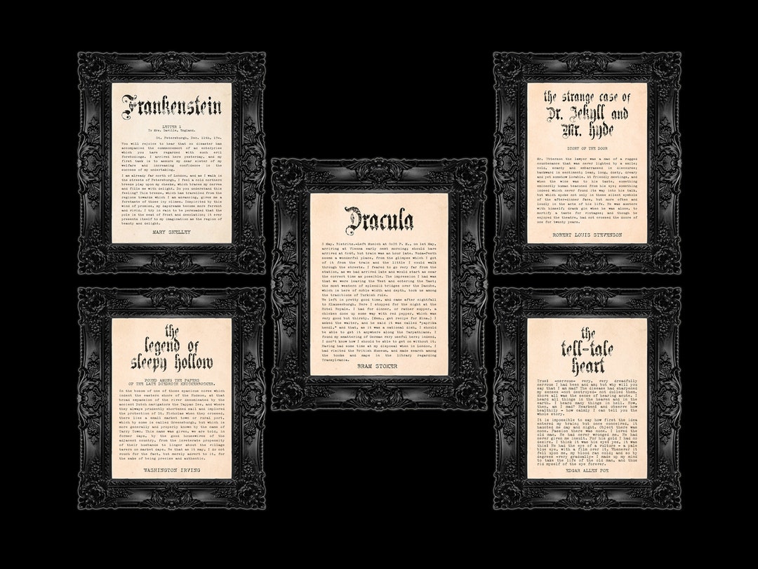Horror Books Collection Posters - Gothic Digital Download - Printable ...