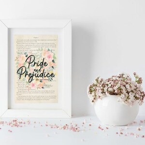 Pride and Prejudice Poster Wall Art - Jane Austen Gift - Digital ...