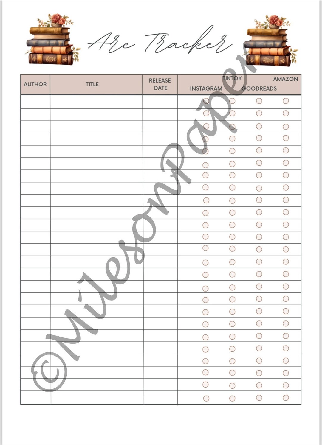 Basic ARC Tracker - Etsy