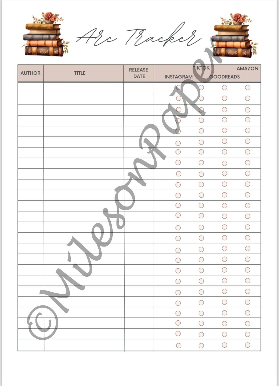 Basic ARC Tracker - Etsy