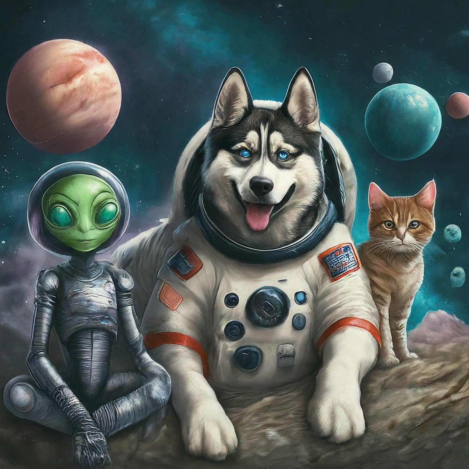 Cosmic Canine Collection: Husky Astronaut Digital Prints 7 Digital ...