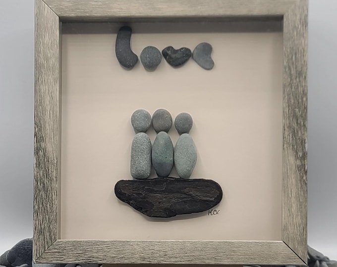 CUSTOM FAMILY TREE | Pebble Art Family of 4, Pebble Art Family of 5, Pebble Family, Pebble Art ...