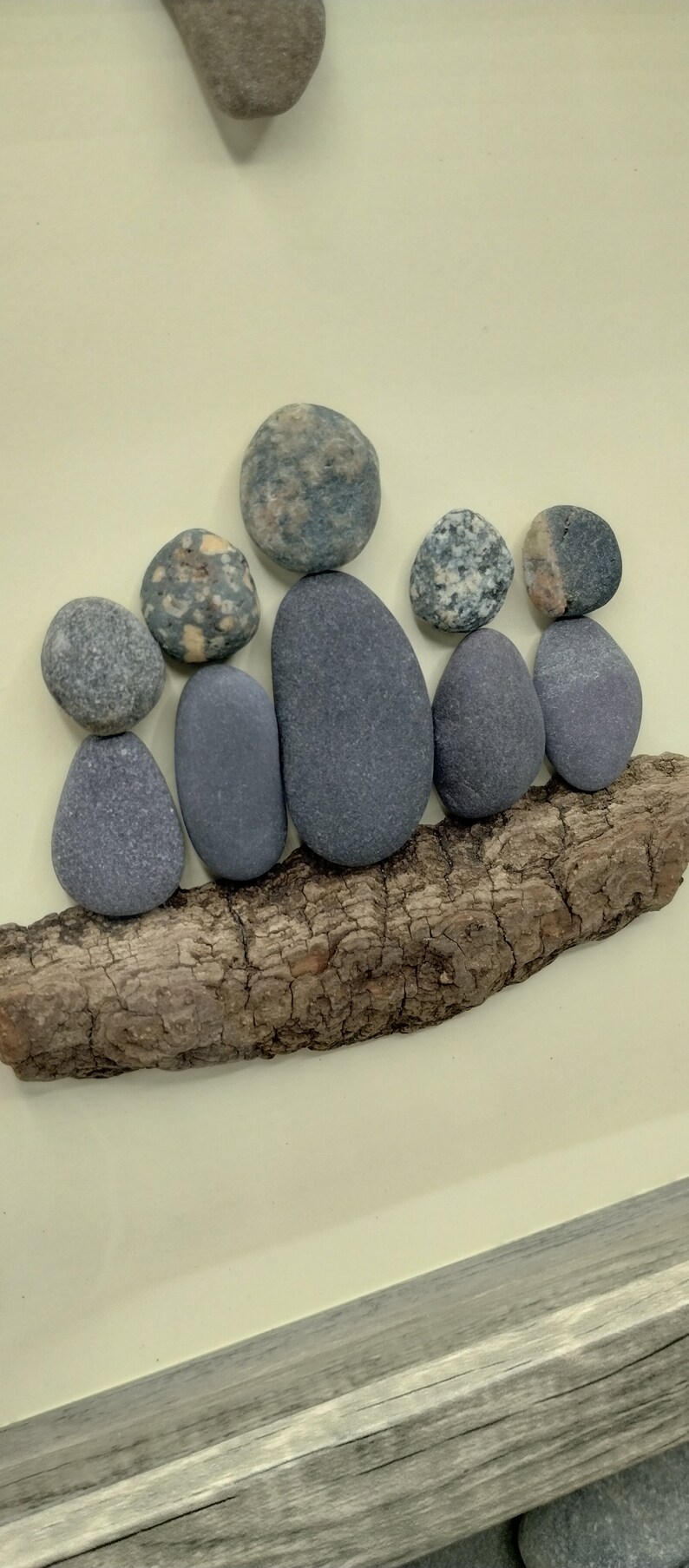 Pebble Art Family of 5, Family Pebble Art Picture, Framed Pebble Art ...