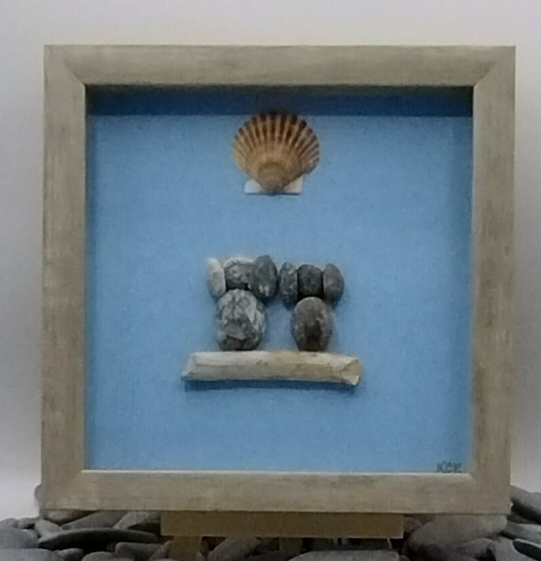 Pebble Art Puppy Dog, Pebble Art Dog, Framed Pebble Art Pup, Framed ...