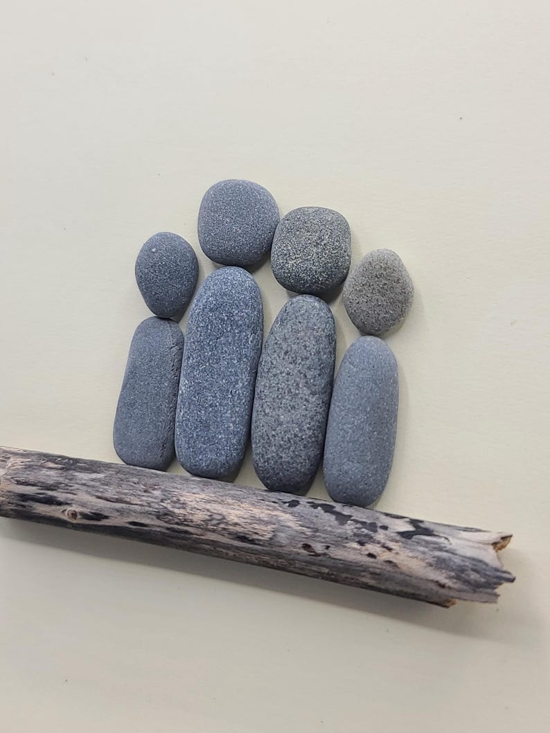 Framed Pebble Art Family Portrait: Beach Stone Family of Four - Etsy