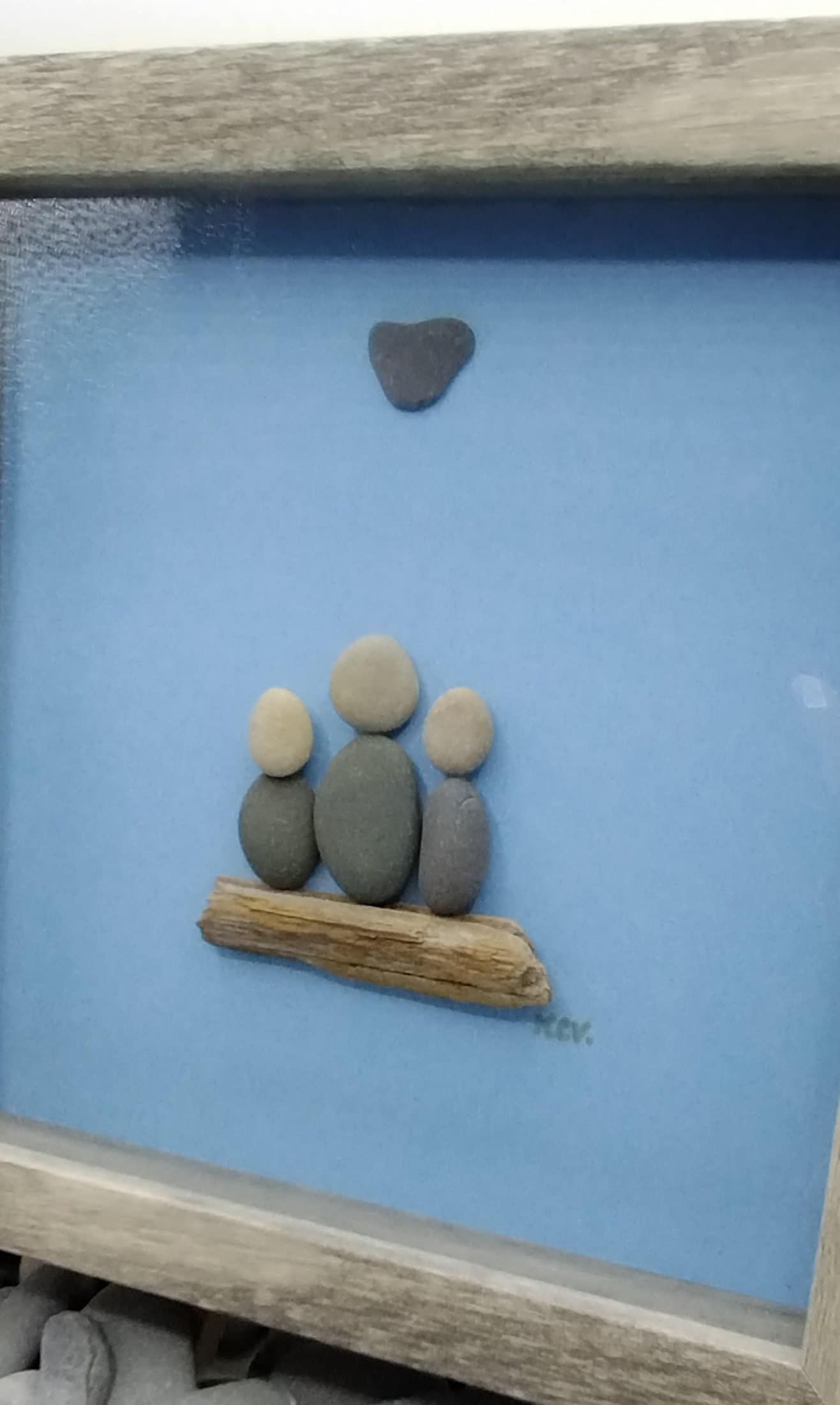 Pebble Art Family of 3, Family Pebble Art, Stone Art Family of Three ...