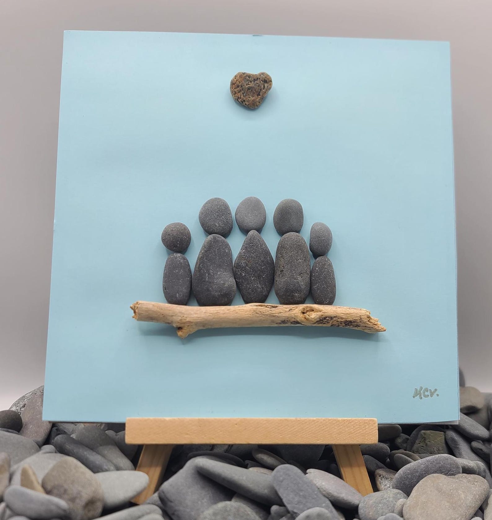 Family of Five Pebble Art Picture: Framed Rock Art - Etsy