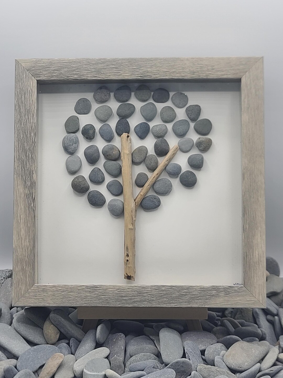Pebble Art Tree, Pebble Art Gift for Friend, Framed Zen Tree, Tree Wall ...