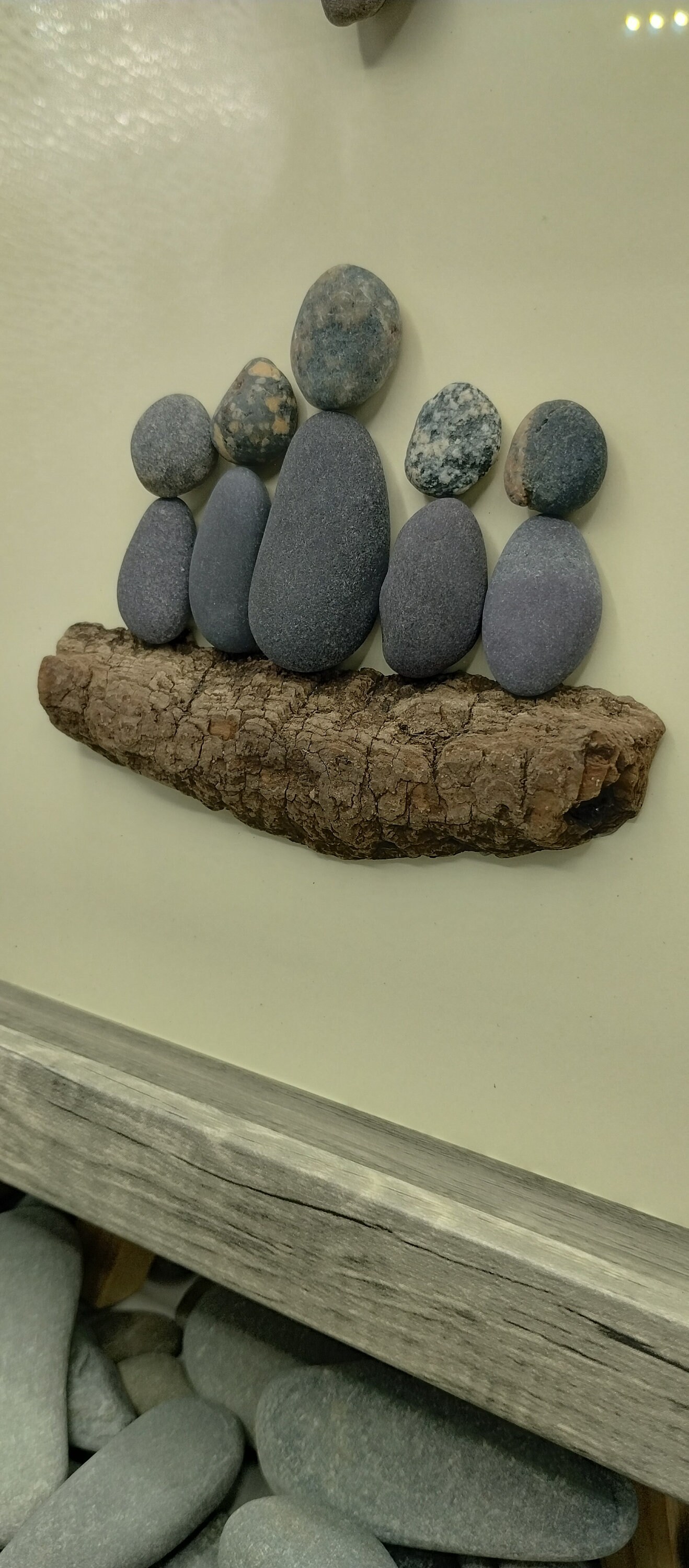 Pebble Art Family of 5, Family Pebble Art Picture, Framed Pebble Art ...