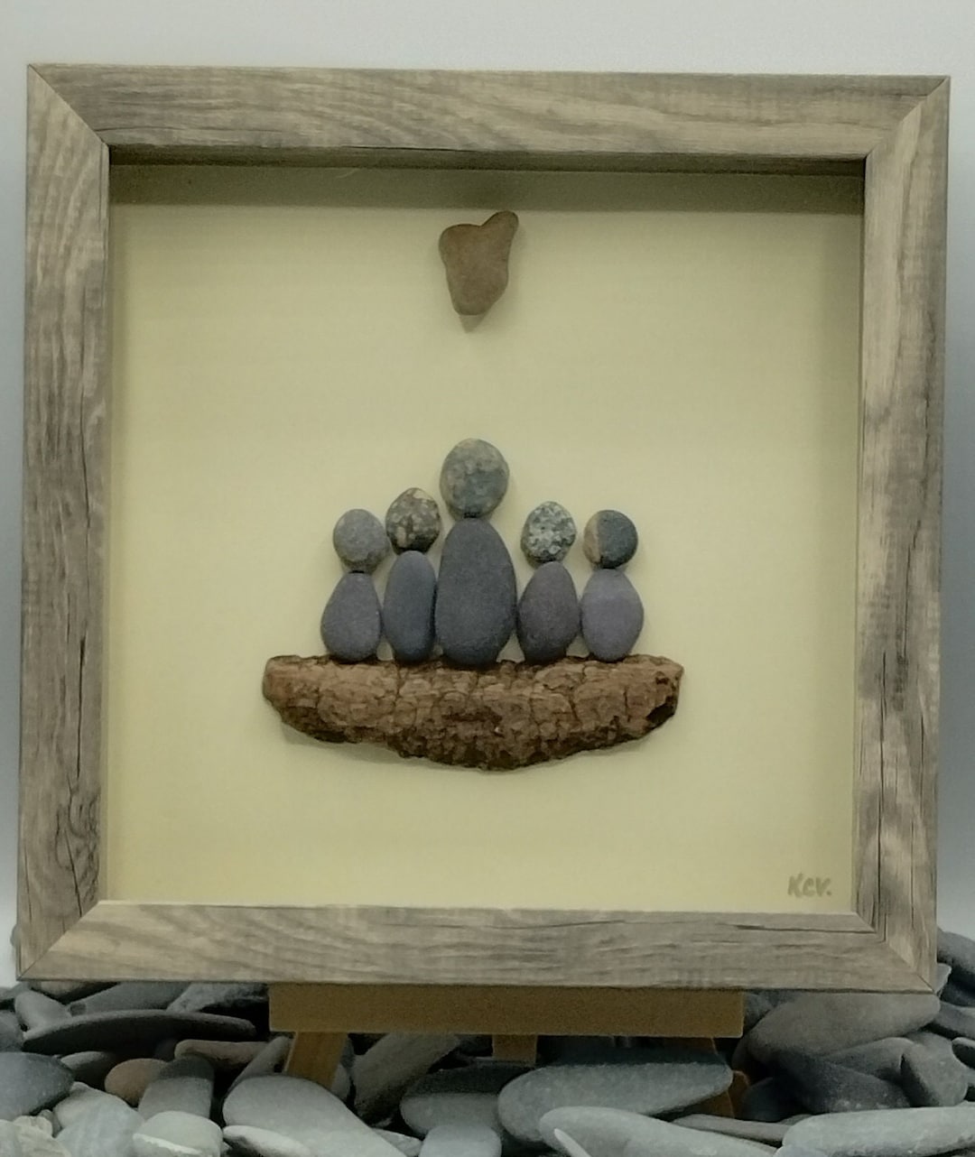 Pebble Art Family of 5, Family Pebble Art Picture, Framed Pebble Art ...