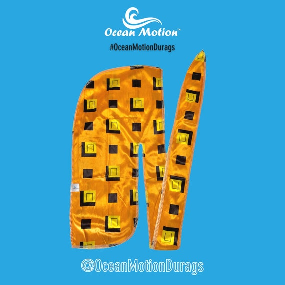 Orange Squares Silky Durag Satin Durag Designer Durag Silk | Etsy