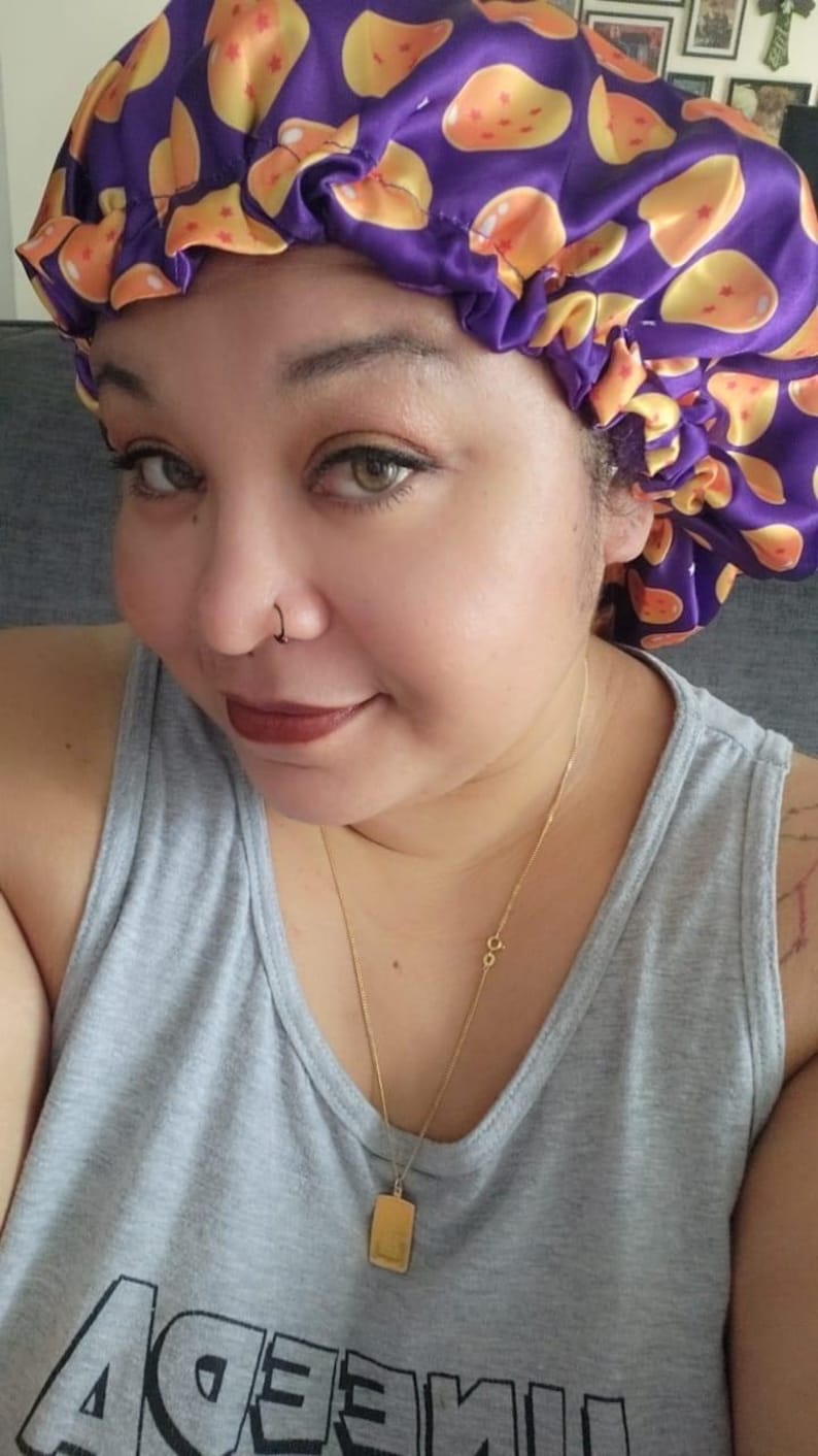 Orange Orb Satin Anime Bonnet, Silk Hair Protection, Curly Hair Gift ...