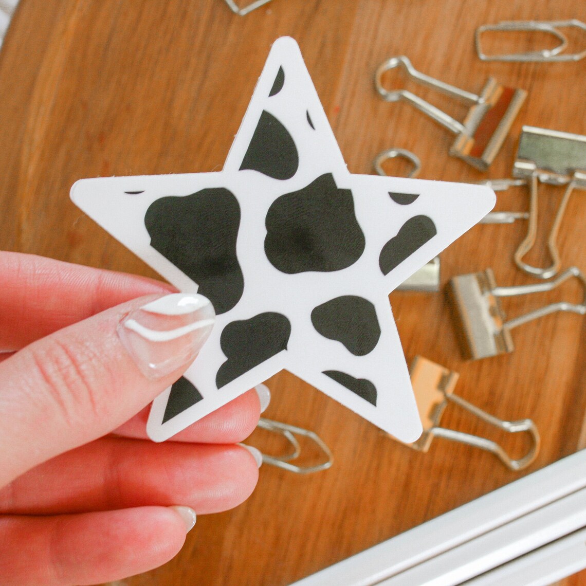 Cow Print Star Sticker - Etsy
