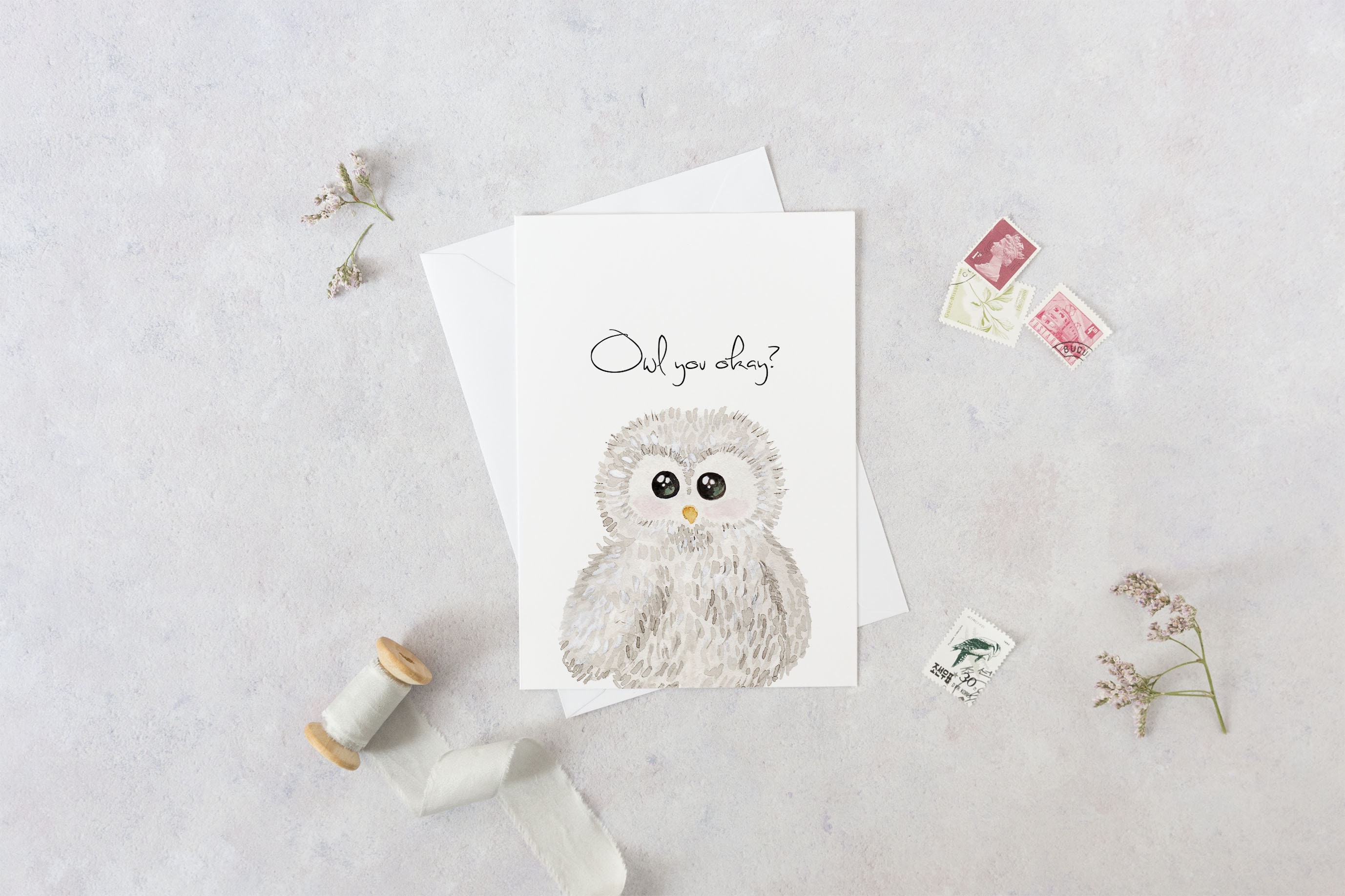 Owl thinking of you owl card Friendship card cute owl | Etsy