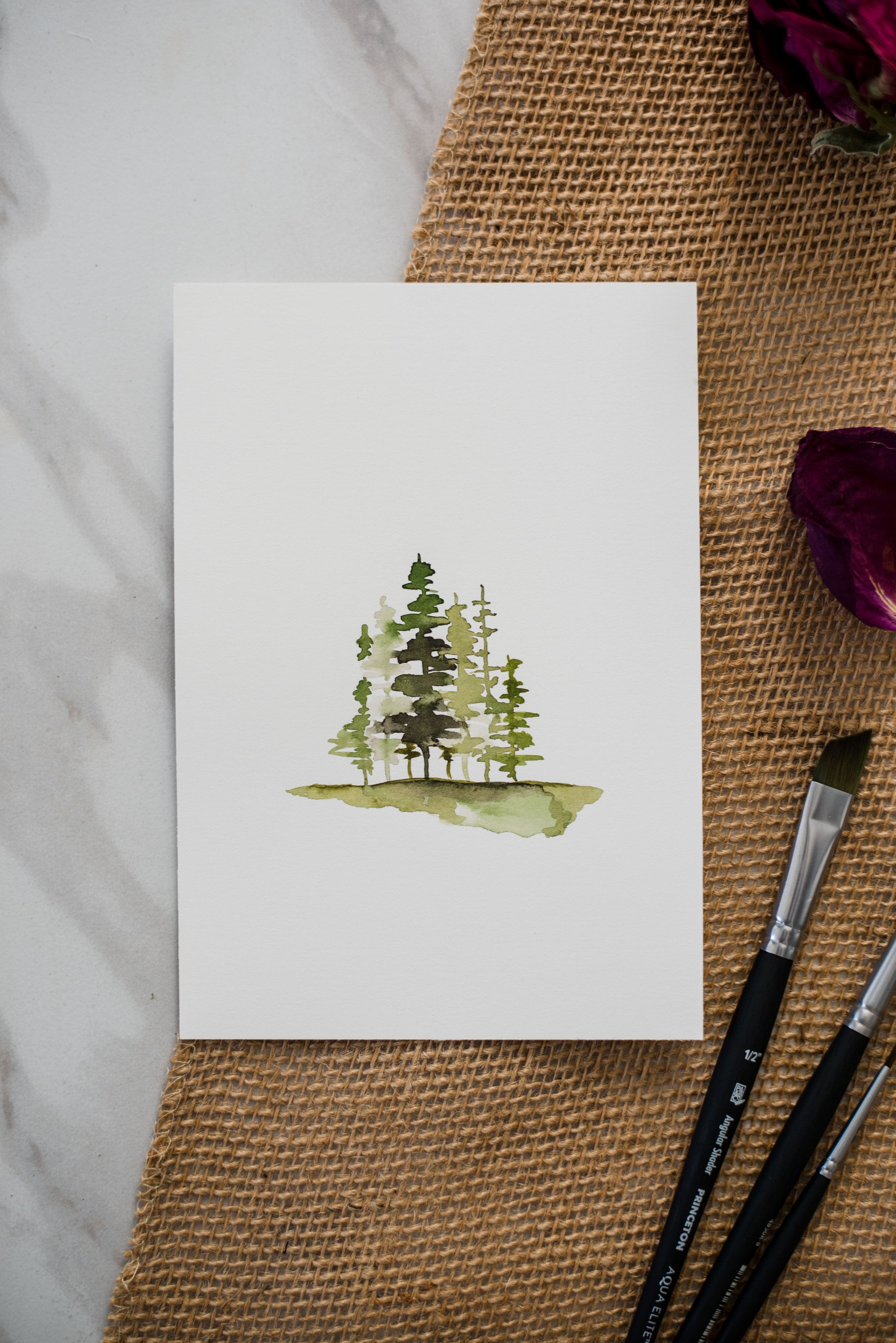 Evergreen Trees / Camp Side Nature Card Minimalist | Etsy