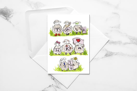 THANK YOU SHEEP Shepherds thank you cards the flock | Etsy