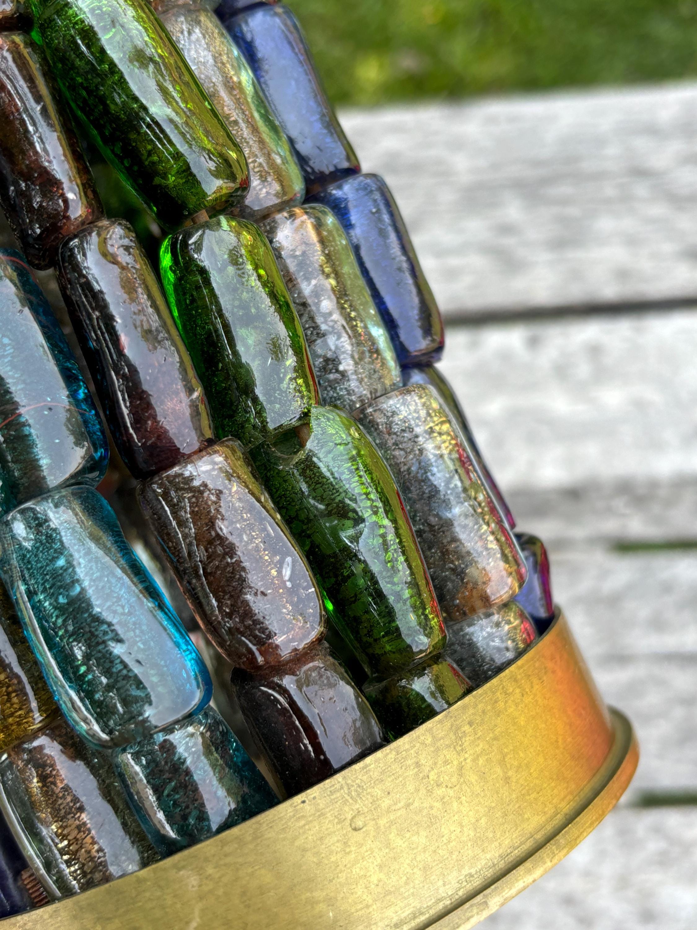 Vintage Multicolor Glass Hebron Pendant Hanging Lamp | Vintage | Retro | MCM| Swag Light | - Etsy