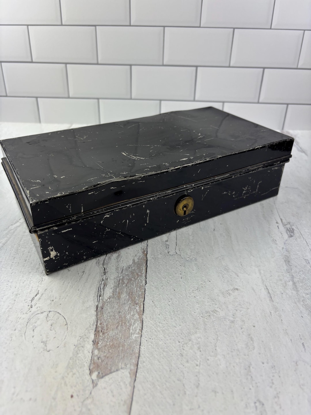 Antique Vintage Black Metal Lock Box Legal Box | Home Decor | Storage ...