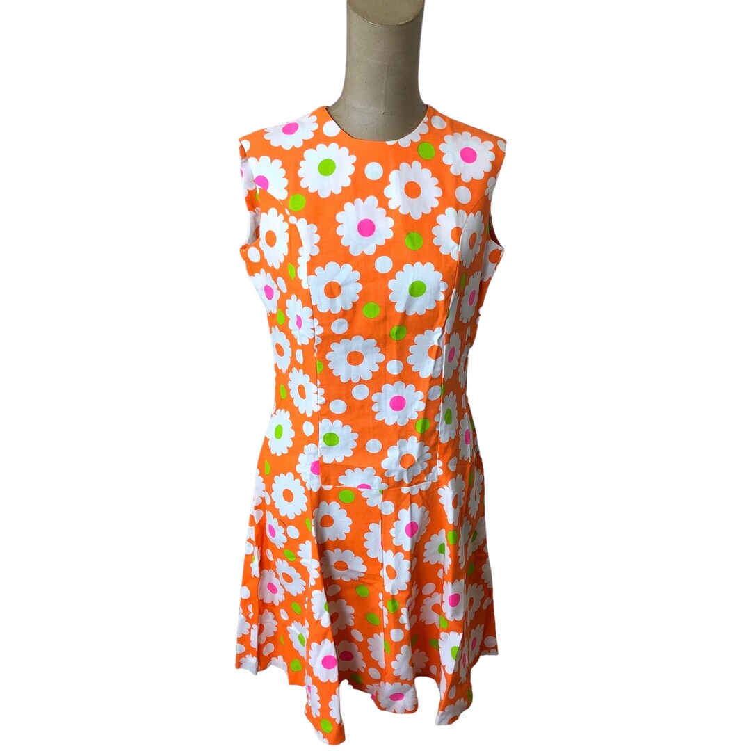 NWT! Vintage 1960s Valerie Original John Wolf Textiles Flower MOD Dress ...