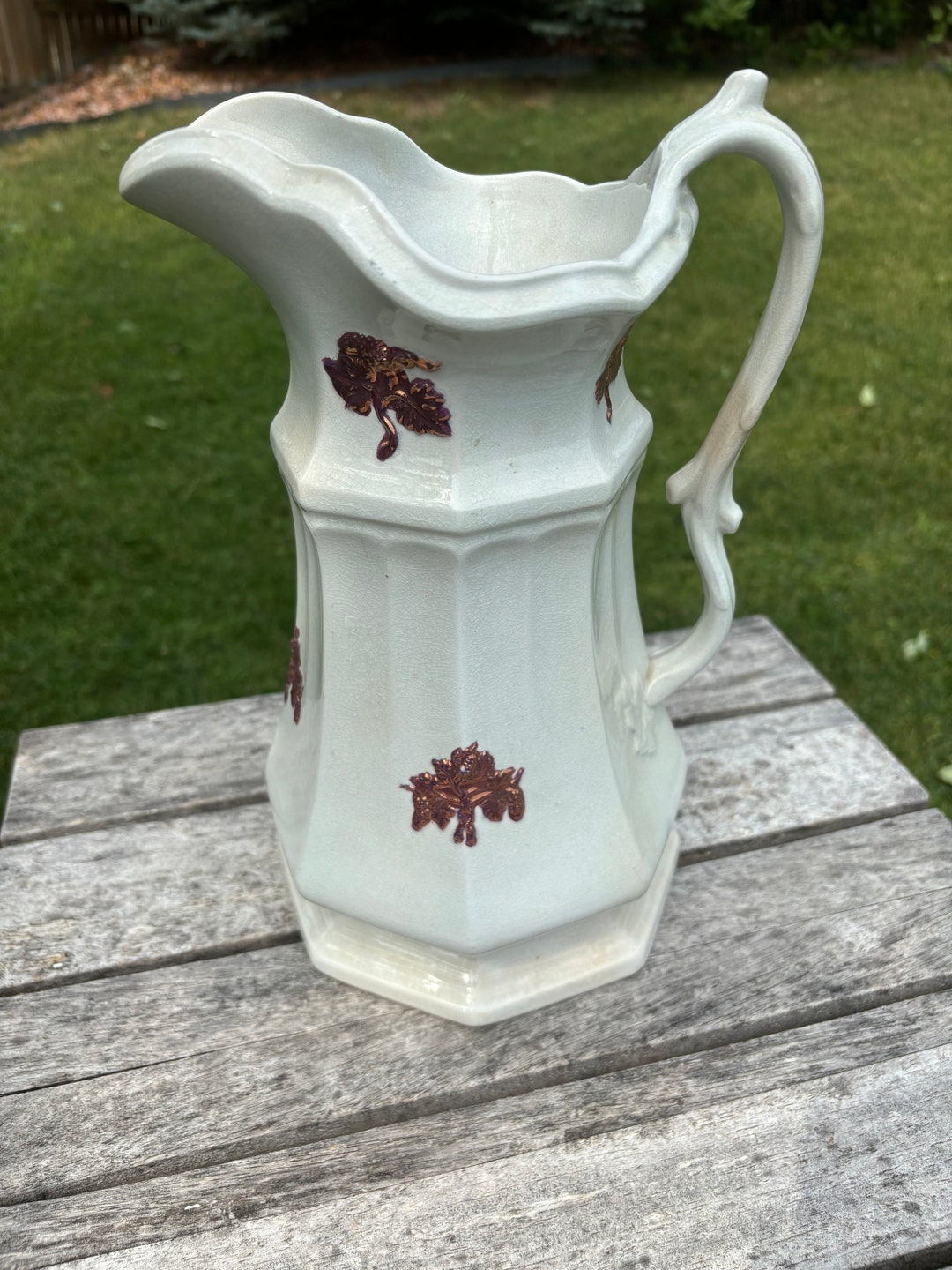 Antique 1800s Ironstone China Edward Walley Chelsea Grape Luster ...