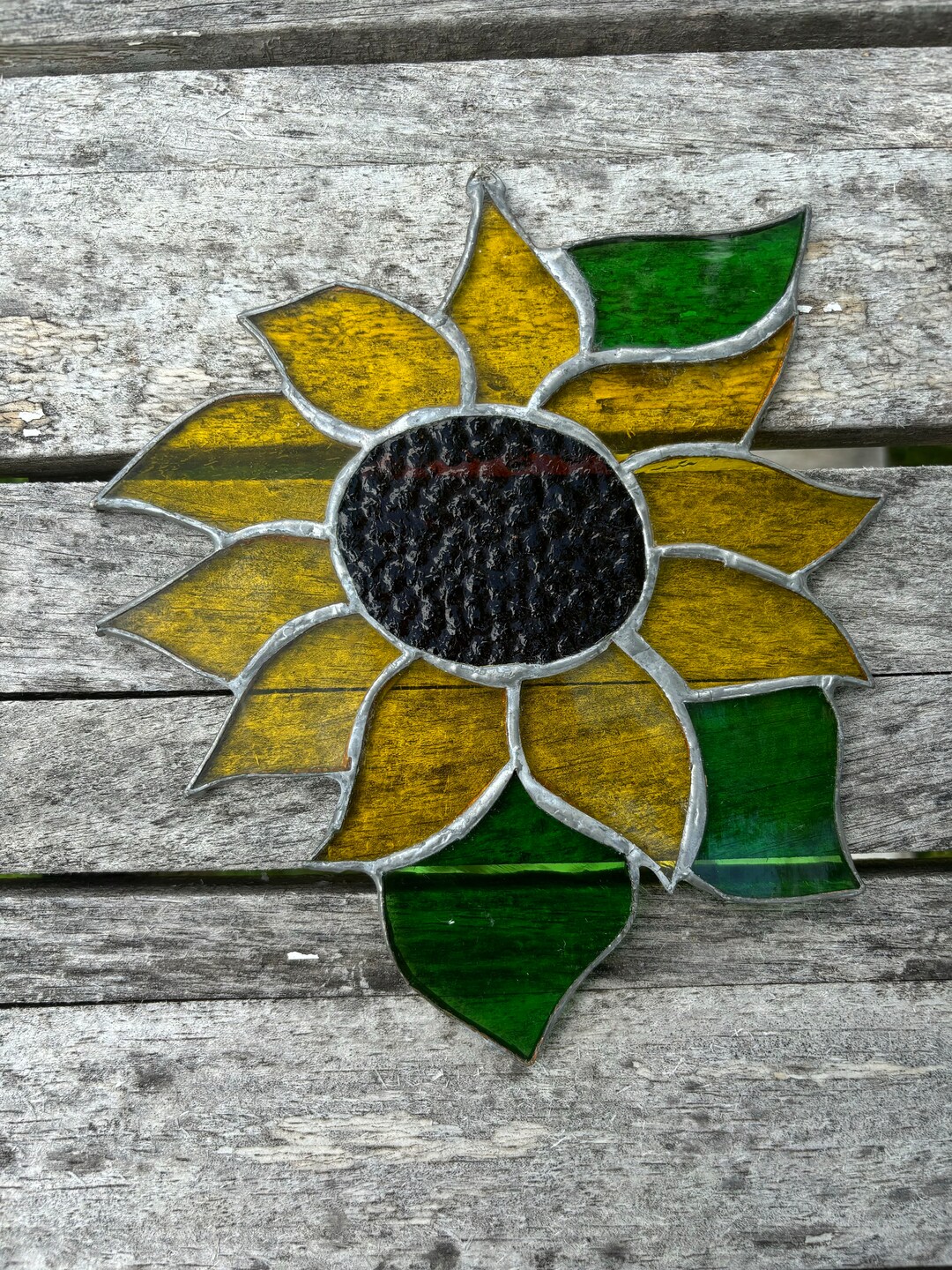 Handmade Yellow Sunflower Stained Glass Suncatcher Window Hanging Home ...
