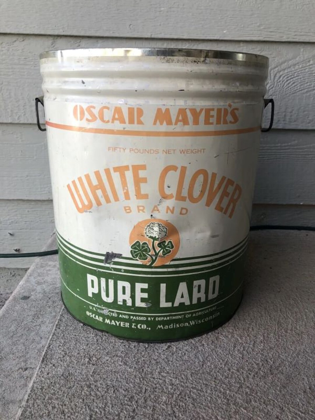 Vintage Oscar Mayer’s White Clover Brand Pure Lard Advertising Tin Lard ...