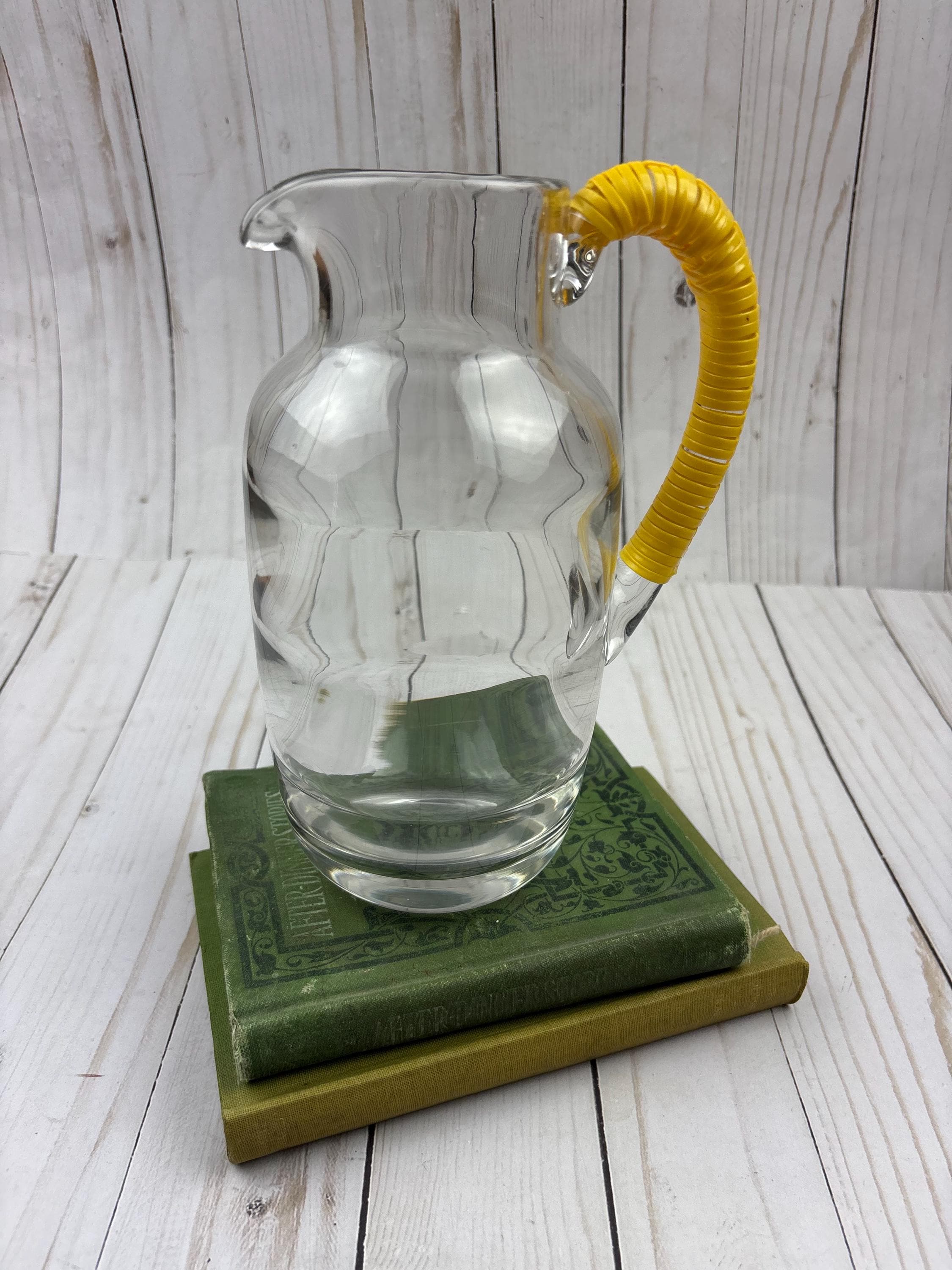 Vintage Glass Pitcher With Wrapped Handle Boho Rattan | Home Decor ...