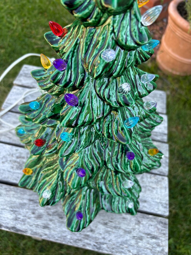 Vintage 1980s Ceramic Light up Christmas Tree | Holiday Decor | Xmas ...