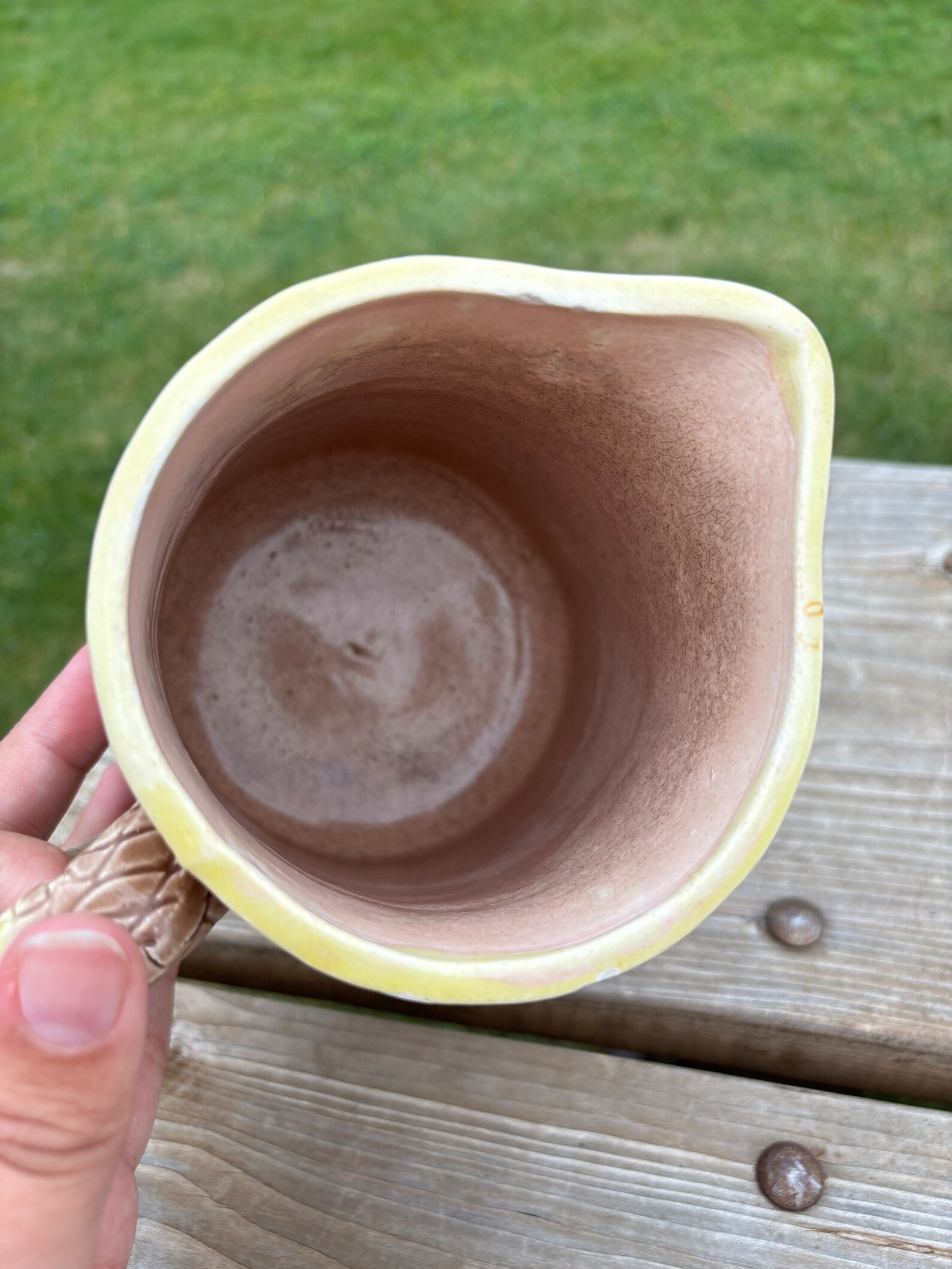Antique 1870s Majolica Wheat Pitcher | Brown | Ironstone | Yellow ...