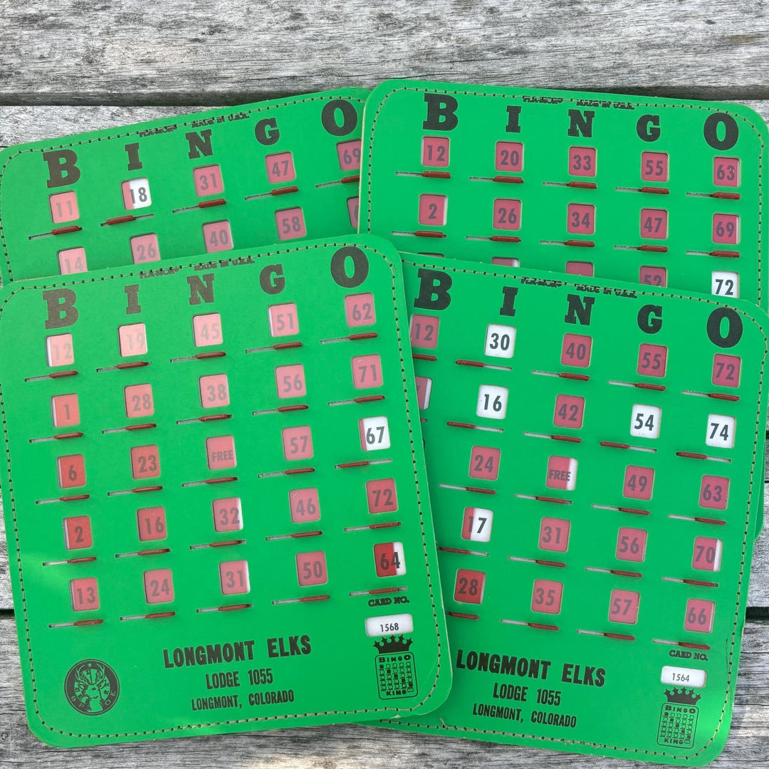 Vintage Lot of 4 Bingo Cards Slide Cards Elks Lodge Colorado Crafts ...
