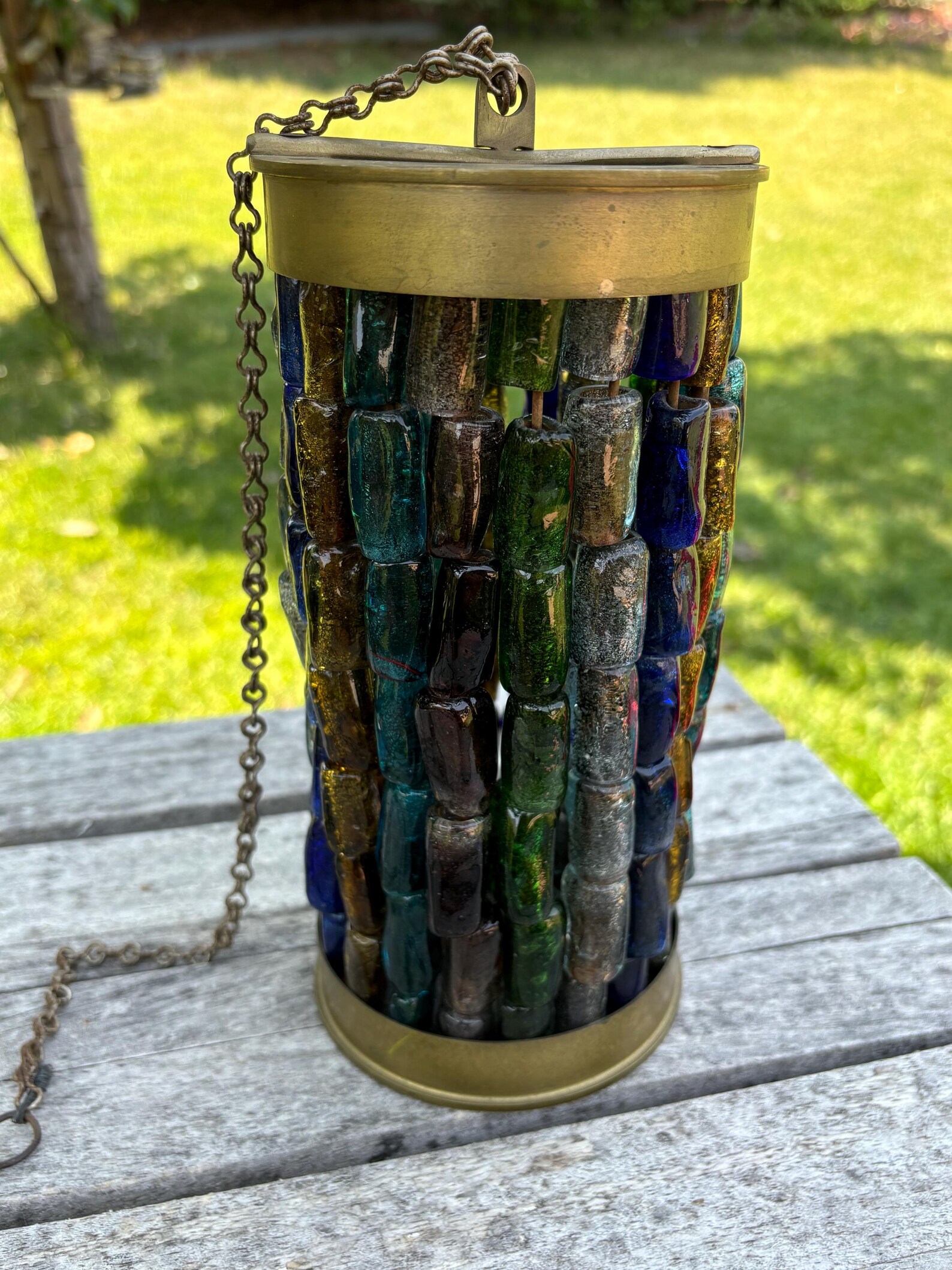 Vintage Multicolor Glass Hebron Pendant Hanging Lamp | Vintage | Retro | MCM| Swag Light | - Etsy