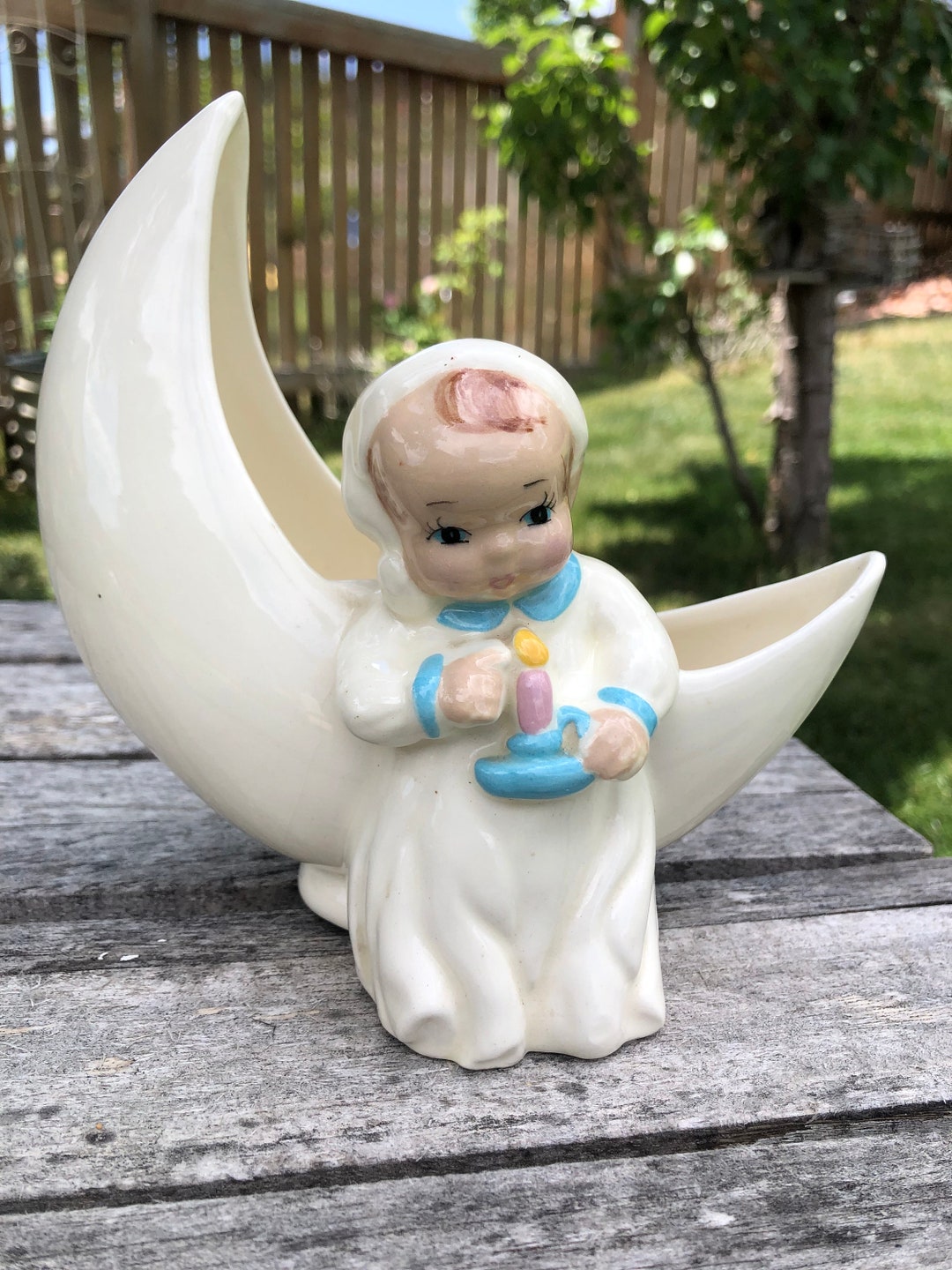 Vintage Baby Crescent Moon Planter | Nursery | Baby Shower | Retro | - Etsy