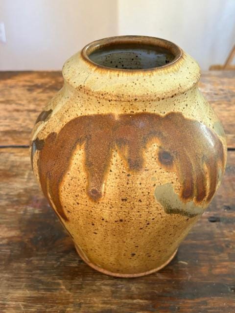 Vintage Handcrafted Artist Signed Studio Pottery Vase Neutral Earthy ...