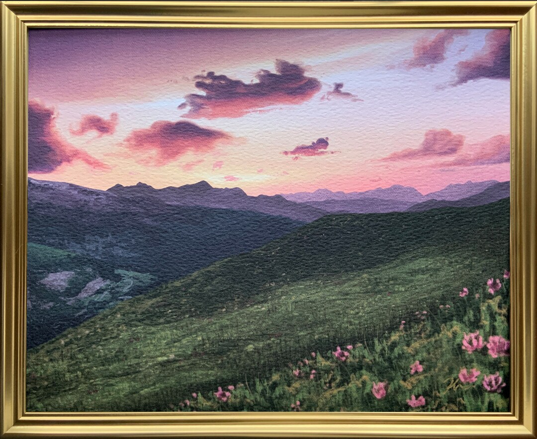 8x10 Sunset Painting Mountain Art Print, Nature Print, Landscape Art ...