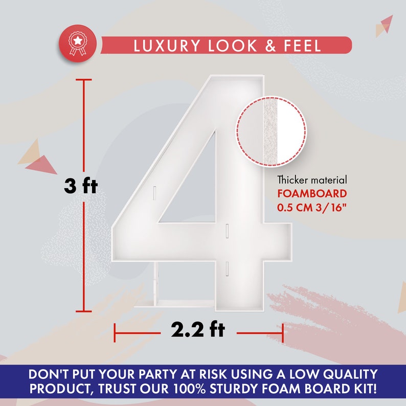 Pre-cut Balloon Mosaic Number Frame Number 4 3ft Thick - Etsy