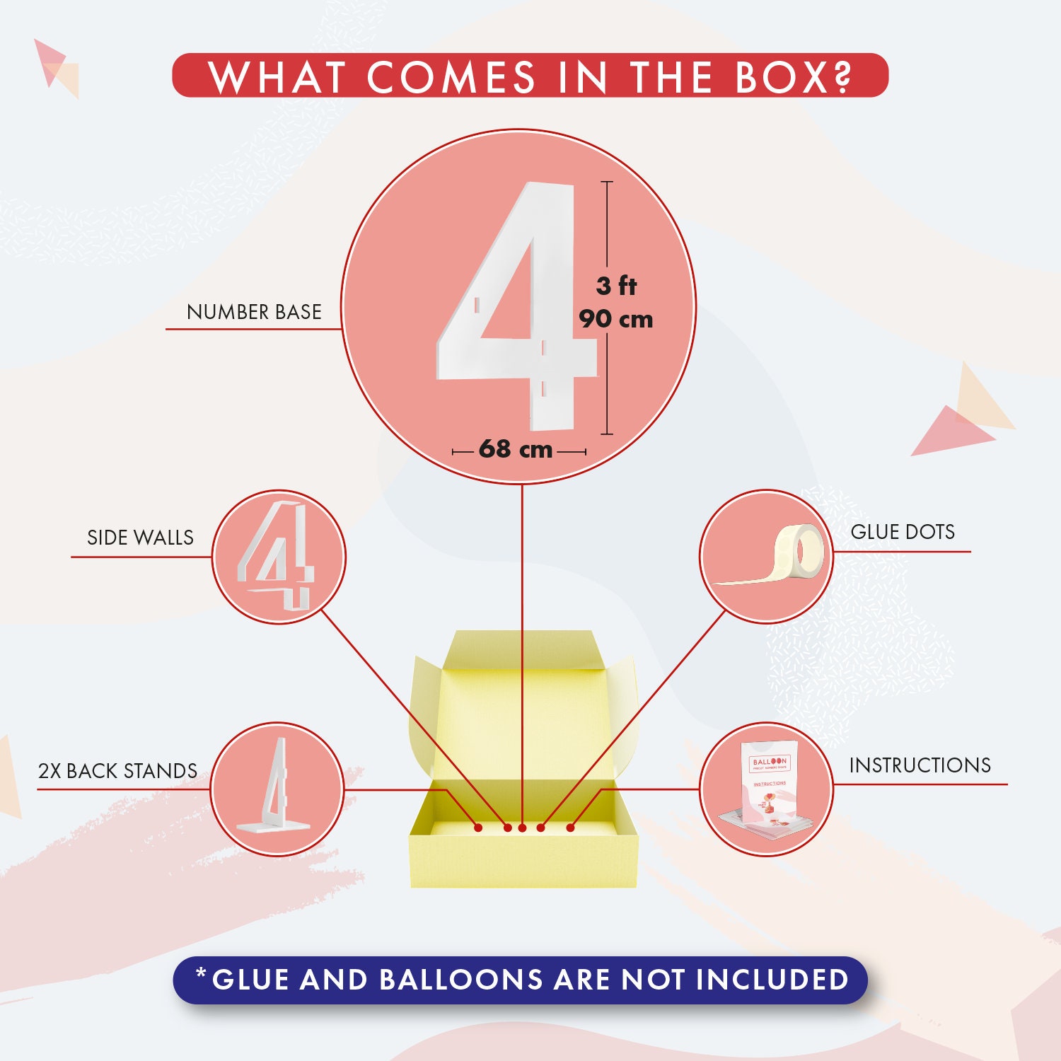 Pre-cut Balloon Mosaic Number Frame Number 4 3ft Thick | Etsy