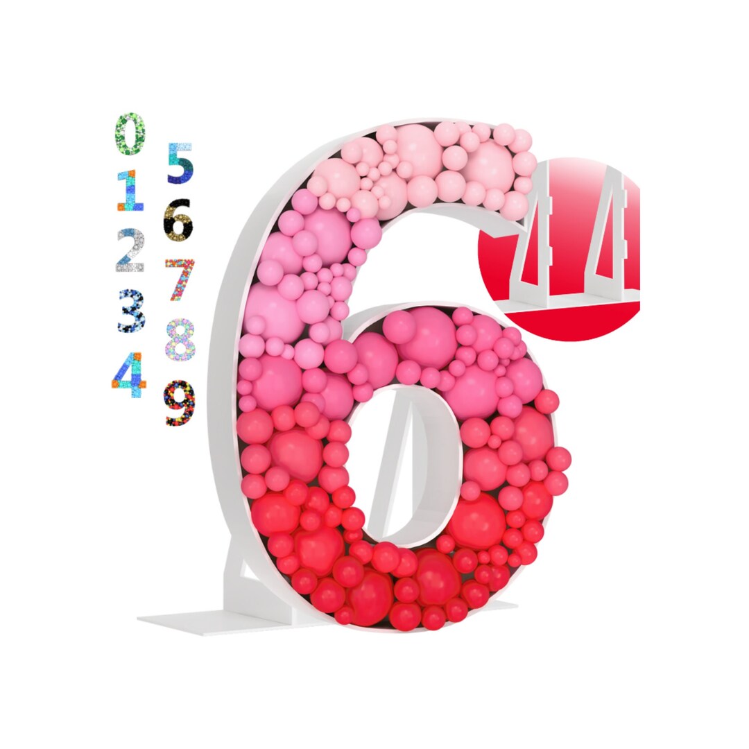 3FT Large Marquee Numbers Easy to Assemble Number 6 Balloon - Etsy