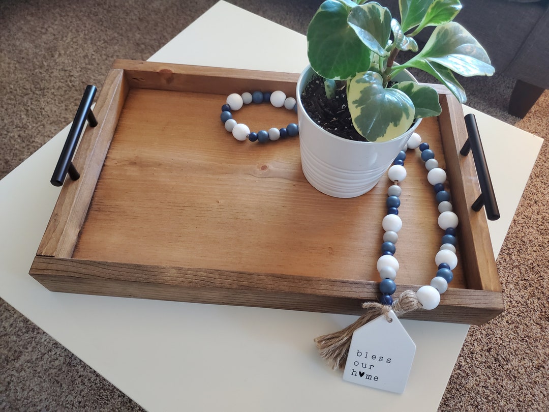 Rectangle Serving Tray With Handles, Wooden Trays for Ottomans and ...