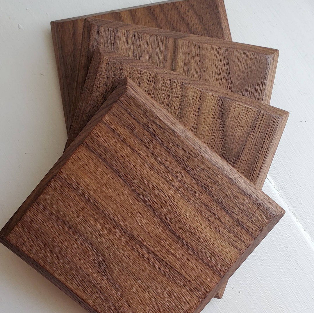 Set of Walnut Coasters, Handmade Wooden Coasters Set, Personalized ...
