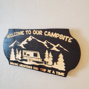 Welcome to Our Campsite Sign / Campsite Decor / Camper Signage / Family ...