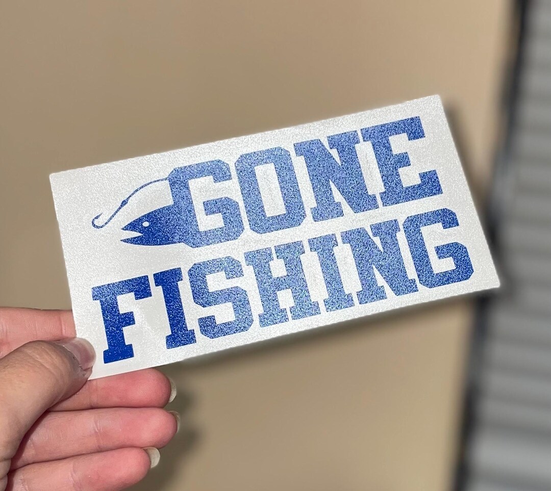 Gone Fishing Decal Vinyl Sticker Permanent Easily Removable Cute Simple ...