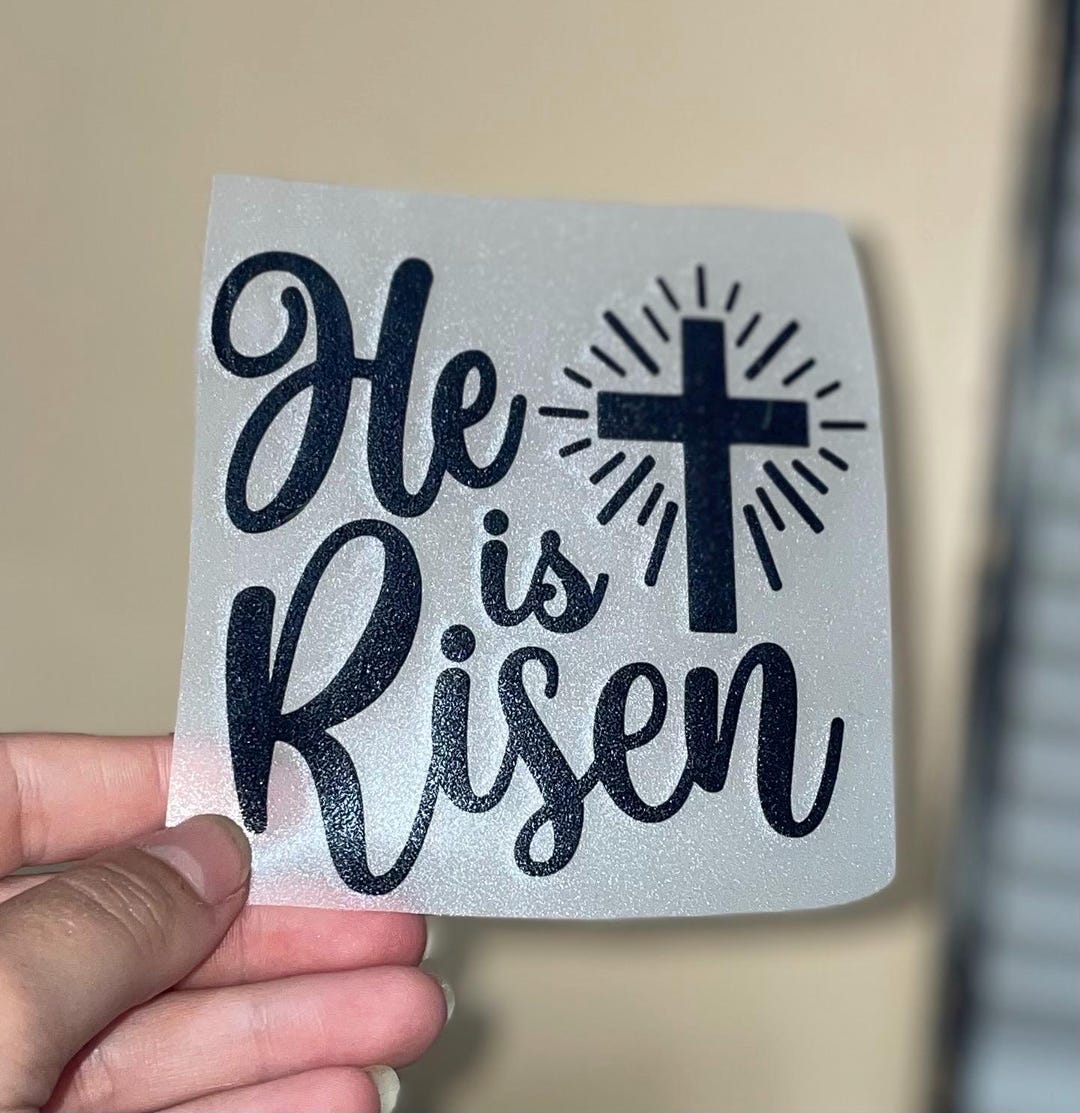 He is Risen Cross Decal Vinyl Sticker Permanent Easily Removable Cute ...