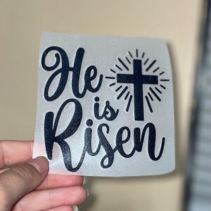 He is Risen Cross Decal Vinyl Sticker Permanent Easily Removable Cute ...