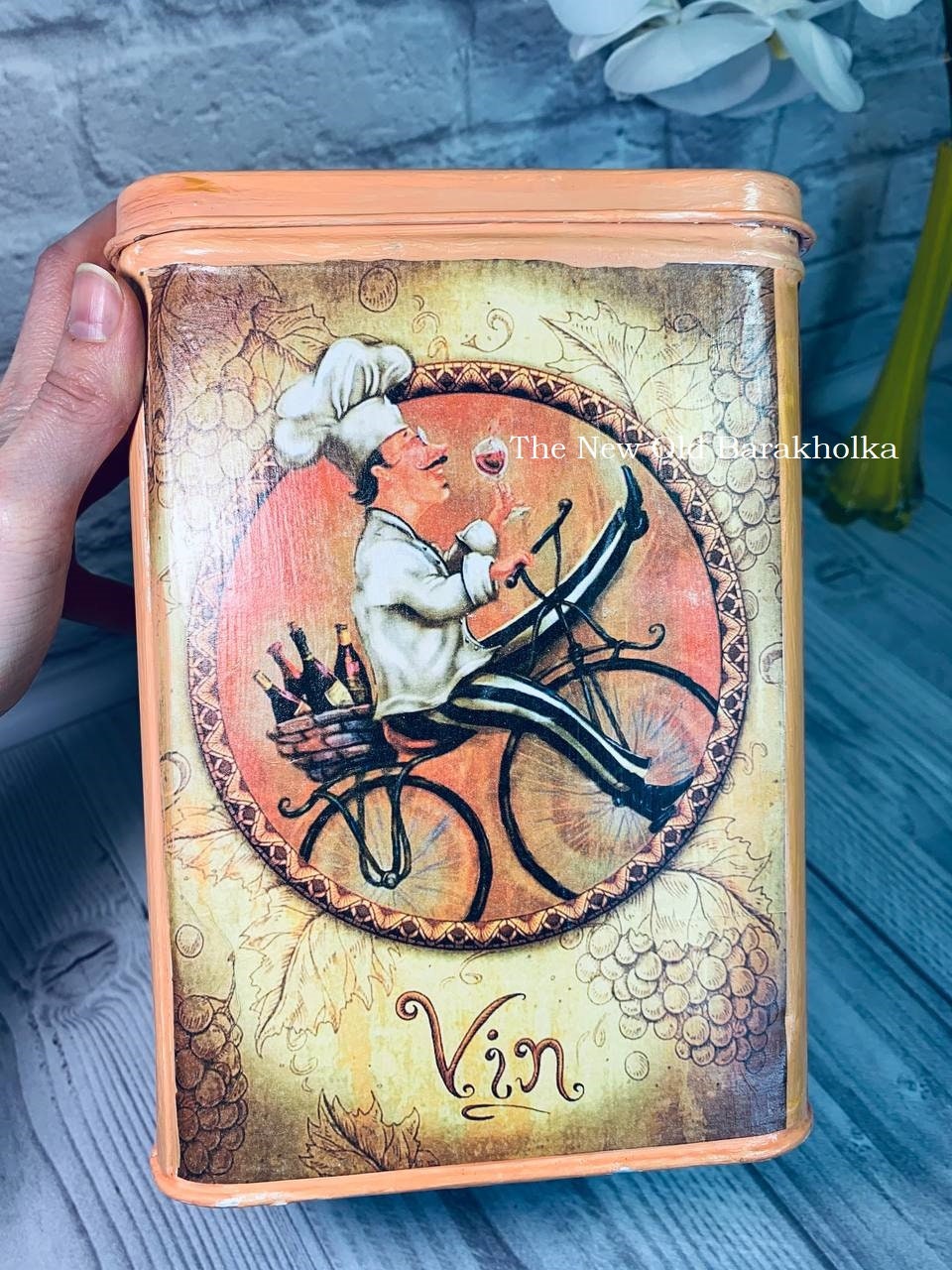 Big Canisters, Kitchen Canisters, Tin Boxes, Vintage Decoupaged Storage ...