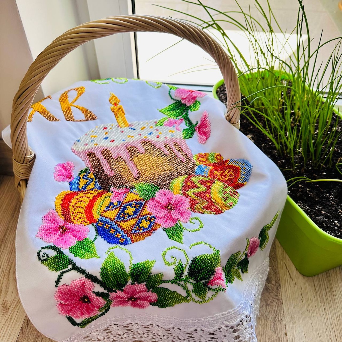 Easter Orthodox Basket Cover, Beautiful Easter Gift Towel, Handmade ...
