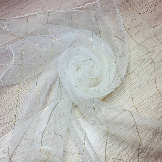 VINTAGE SHAWL, Soviet Ivory Vintage Nylon Chiffon Sca… - Gem