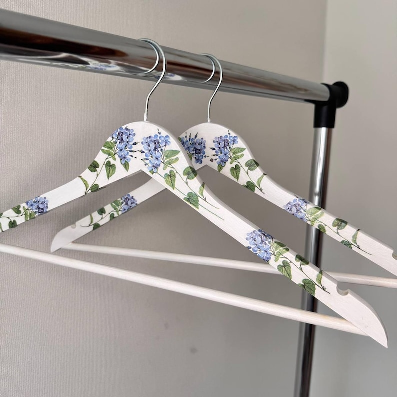 Set of 2 Decoupaged Wooden Hanger, Bridal Wooden Hanger, Wedding Gift ...