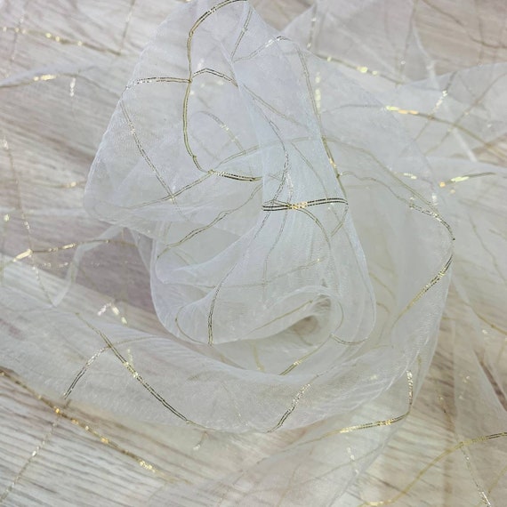 VINTAGE SHAWL, Soviet Ivory Vintage Nylon Chiffon Sca… - Gem